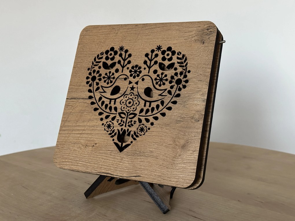 Li-Go "Srdce malované" lampa 19x19 cm provedení povrchu: dub světlý