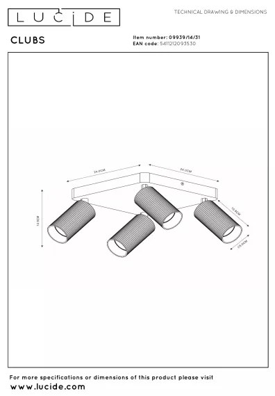 Lucide 09939/14/31 - Bodové svítidlo CLUBS 4xGU10/40W/230V bílá