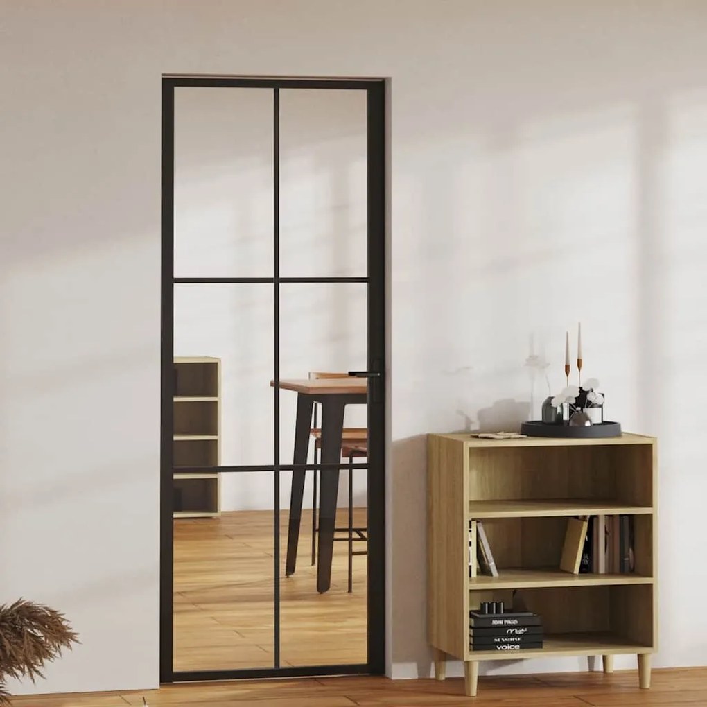 Interiérové dveře ESG sklo a hliník 76 x 201,5 cm černé 151202