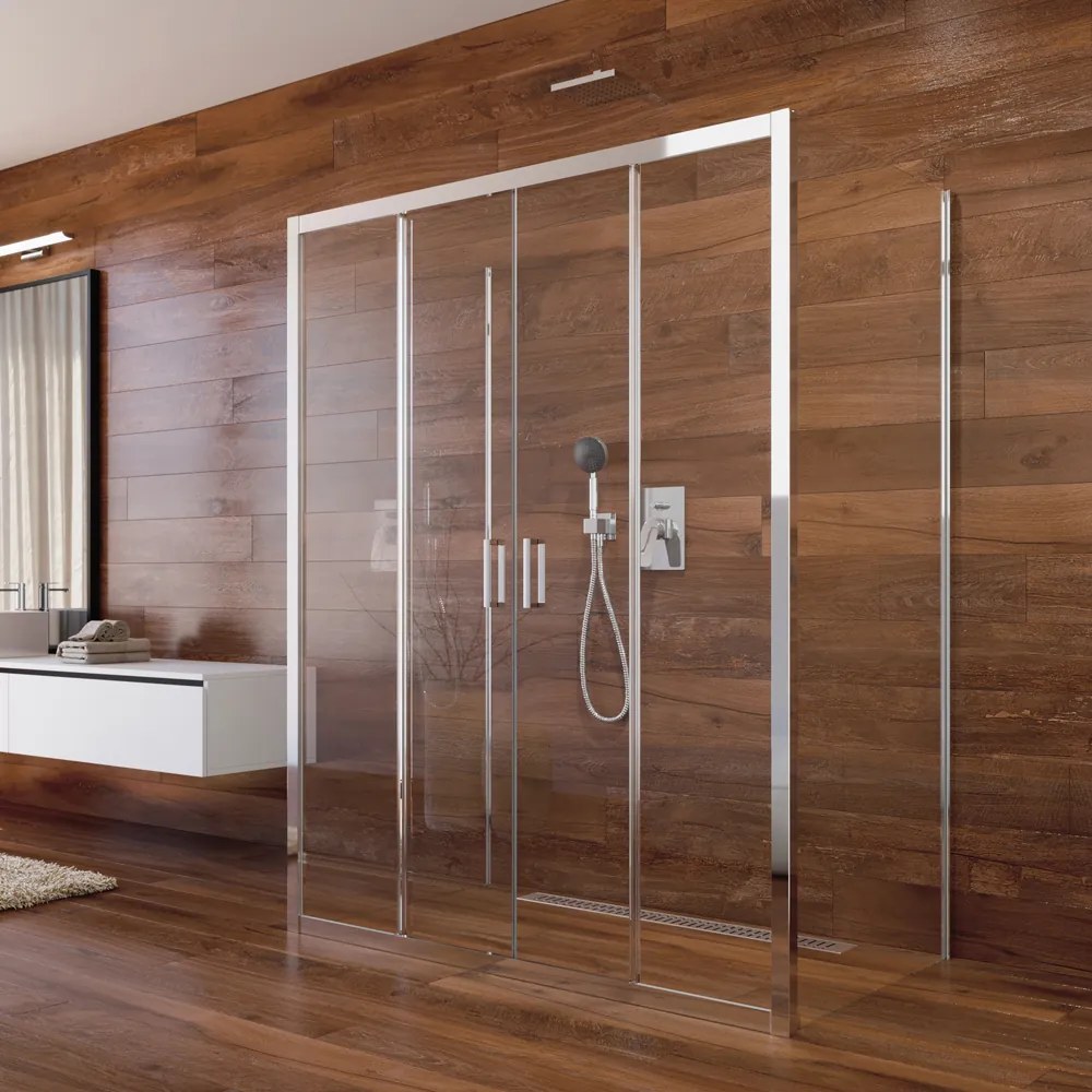 Mereo Lima sprchový kout obdélník 80x140x80x190 cm sklo Čiré ALU chrom CK85813K