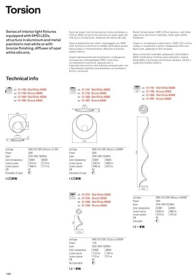Redo 01-1815 - LED Stolní lampa TORSION LED/11W/230V bílá