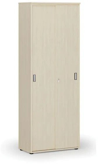Kancelářská skříň se zasouvacími dveřmi PRIMO WOOD, 2128 x 800 x 420 mm, bříza