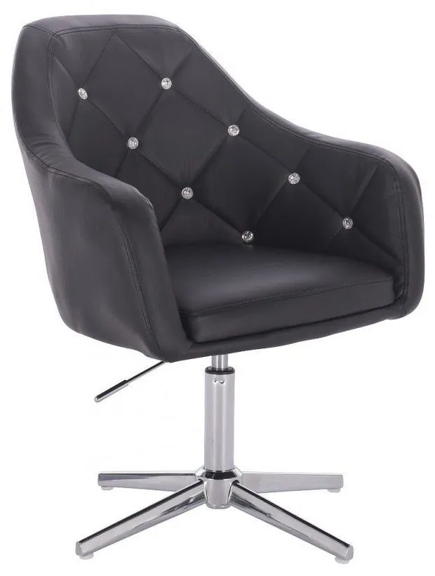 LuxuryForm DESIGN Křeslo ROMA na stříbrném kříži - černé