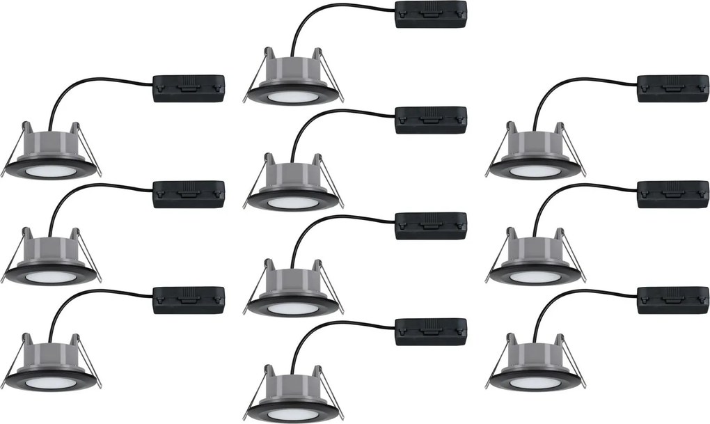 P 98198 LED vestavné svítidlo Calla 10ks sada IP65 kruhové 90mm 30° 10x5W 230V CCT černá mat - PAULMANN