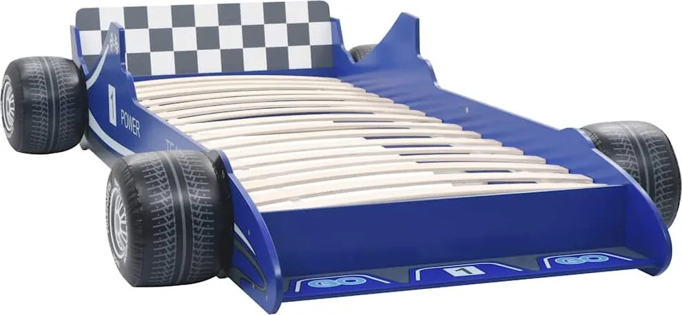 Dětská postel ve tvaru závodního auta 90 x 200 cm modrá 245661