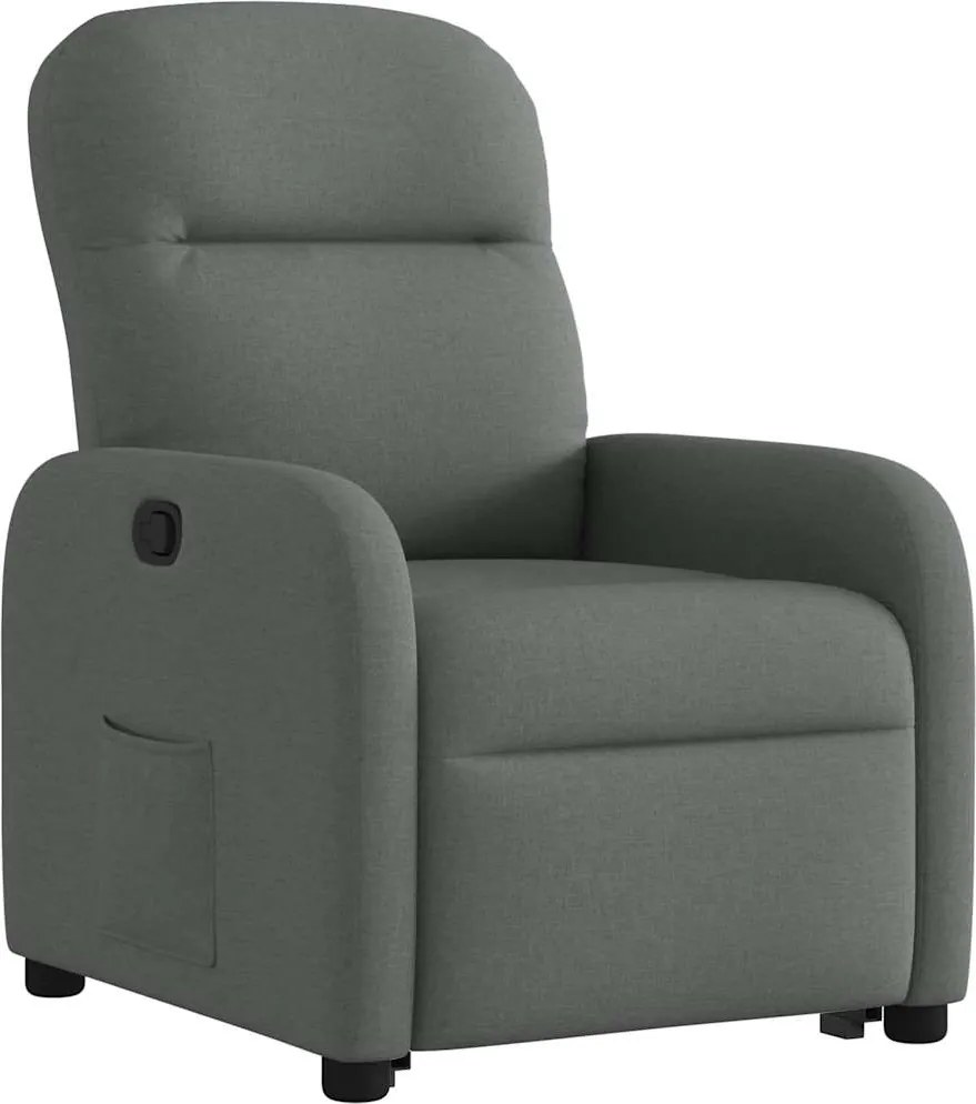 Zvedací polohovací křeslo tmavě šedé textil 3302973