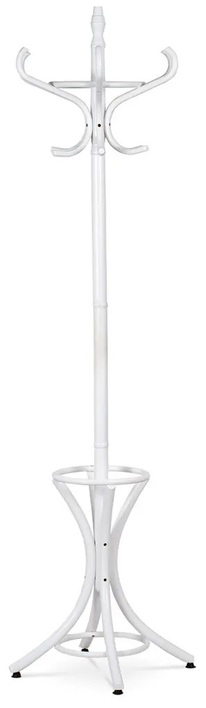 Autronic Věšák dřevěný stojanový, masiv topol a bříza, bílý matný lak, výška 185 cm F-2059 WT