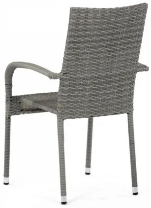 Zahradní židle stohovatelná šedý umělý ratan kov AZC-S2114 GREY