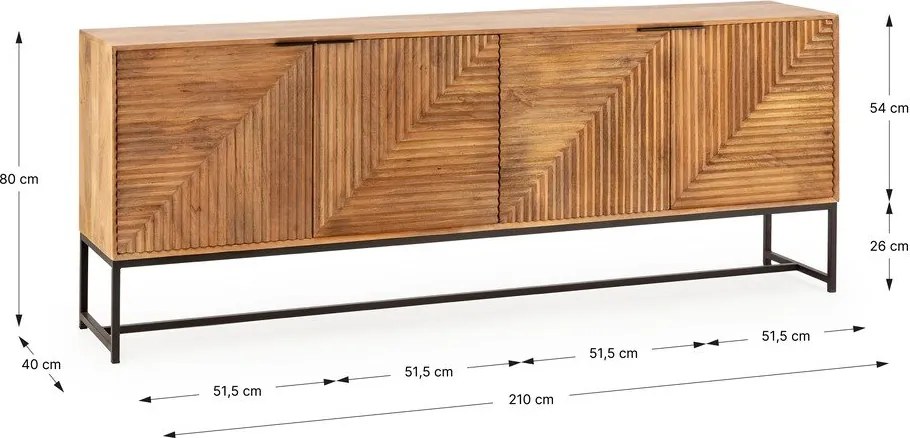 Komoda z mangového dřeva v přírodní barvě 210x80x40 cm Nereida – MOME