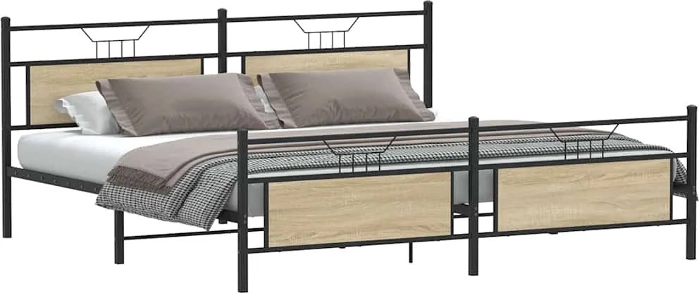 Kovový rám postele bez matrace dub sonoma 193 x 203 cm 3325100