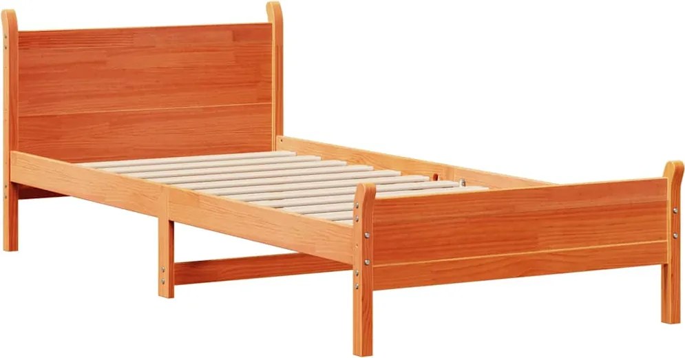 Postel bez matrace voskově hnědá 100 x 200 cm masivní borovice 3309778
