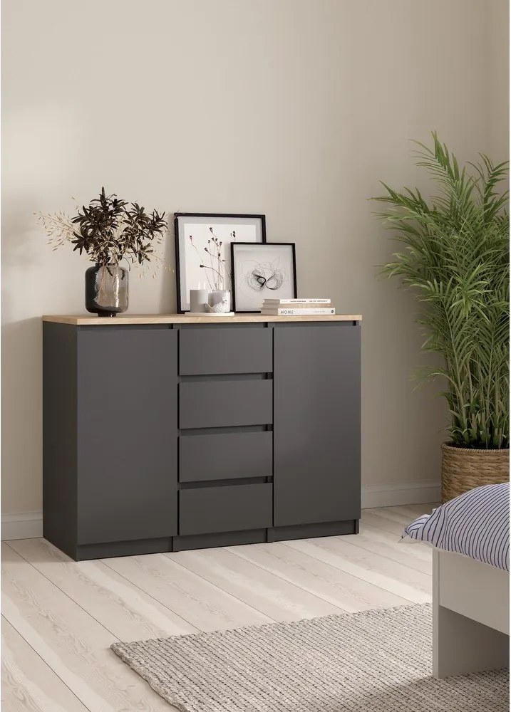 Tmavě šedá komoda 121x91x50 cm Naia – Tvilum