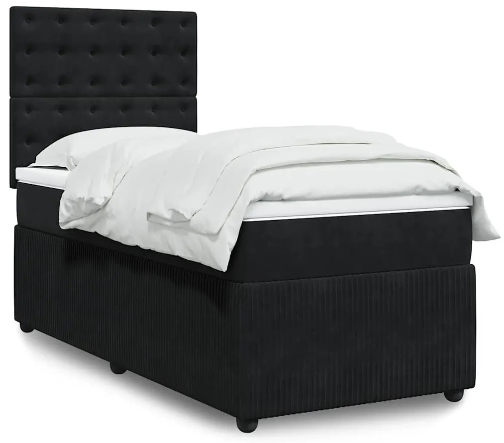 Box spring postel s matrací černá 90x200 cm samet 3294552