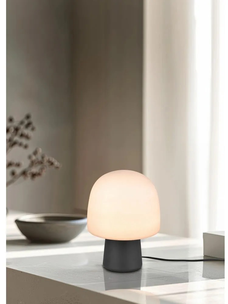 Černo-bílá stolní lampa se skleněným stínidlem (výška 27 cm) Steen – Trio