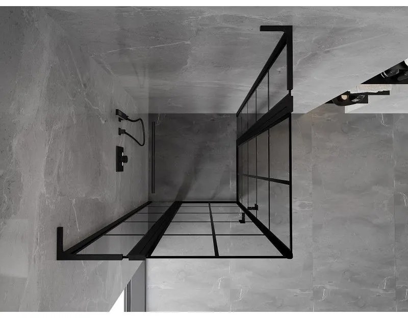 Mexen, Mexen Mist L Duo výklopný sprchový kout 100 x 100 cm, černá mřížka - 8A4L-100L-100P-70-77
