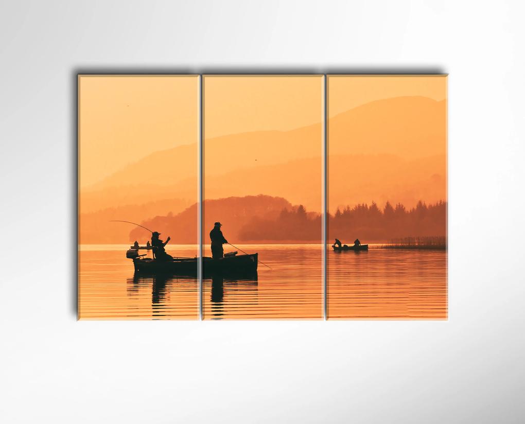 Malvis ® Obraz Rybáři na lodích ROZMĚR (šířka x výška): třídílný obdélník 90x60 cm