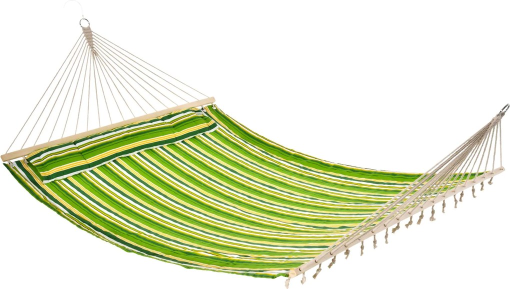 Outsunny Dvoumístná Závěsná Houpací Síť do Zahrady pro 2 Osoby, Houpací Síť na Kempování z Bavlny a Polyesteru s Polštářem 188x140cm | Aosom