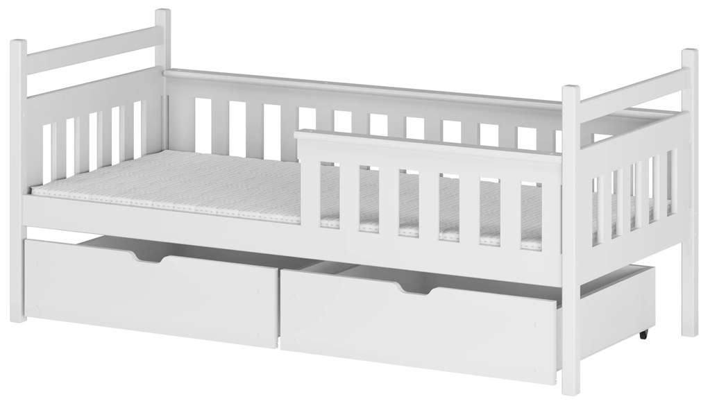 Dětská postel 90 cm Emelda (s roštem a úl. prostorem) (bílá). 1012865