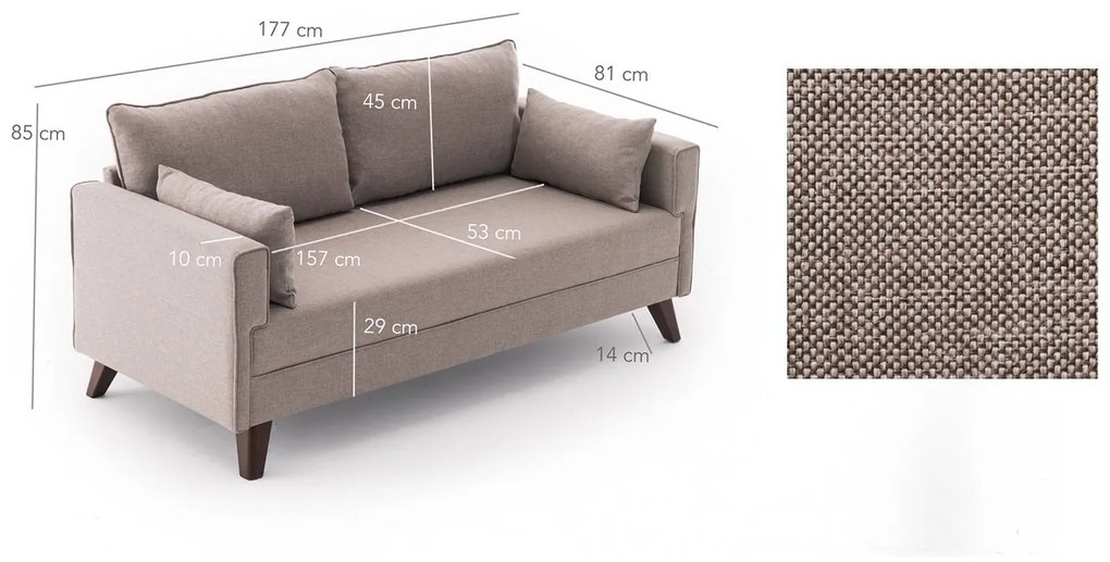 Designová sedačka Marisela 177 cm krémová