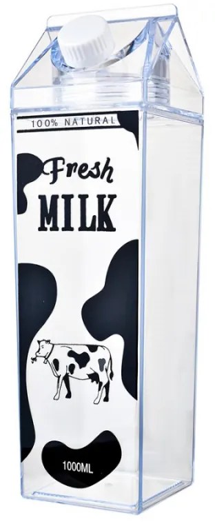 Plastová průhledná láhev ve tvaru kartonového boxu Fresh Milk – 1000 ml