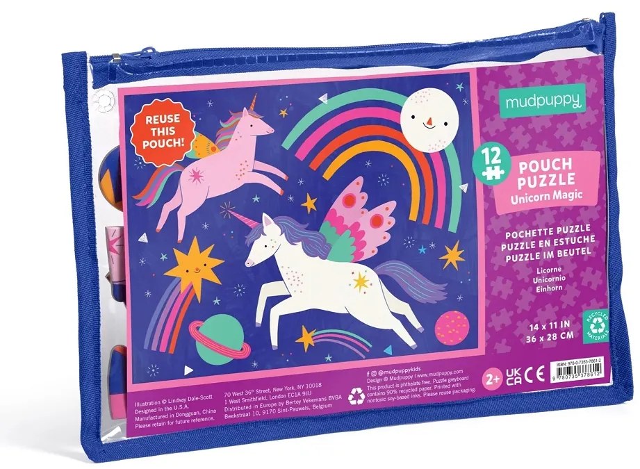 Mudpuppy Puzlle Jednorožec Magic v taštičce 12 dílků