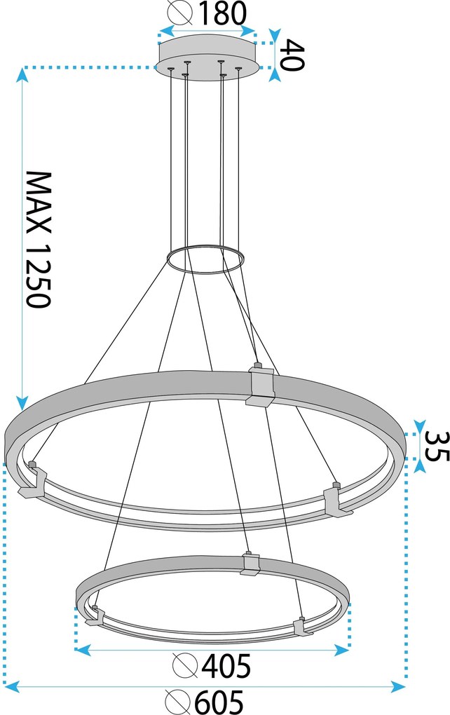 Toolight Toolight, LED stropní osvětlení, 60W, 3000K, LHJ037-CP2, zlatá, OSW-50017