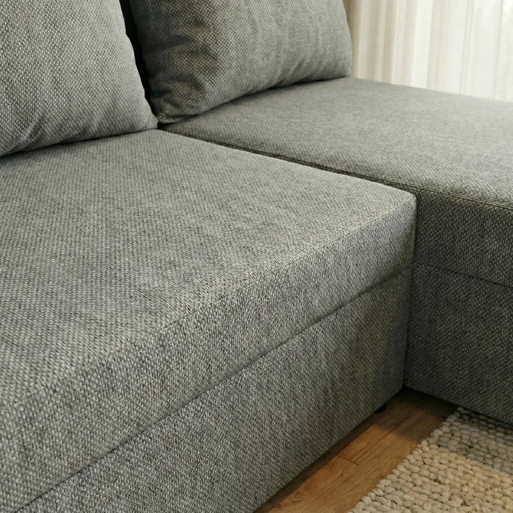 Rohová rozkládací sedací souprava do L VELORIA, 200 cm, s úložným prostorem Roh pohovky: Levý roh, Barva látky Kronos: Krémová (Kronos 35)