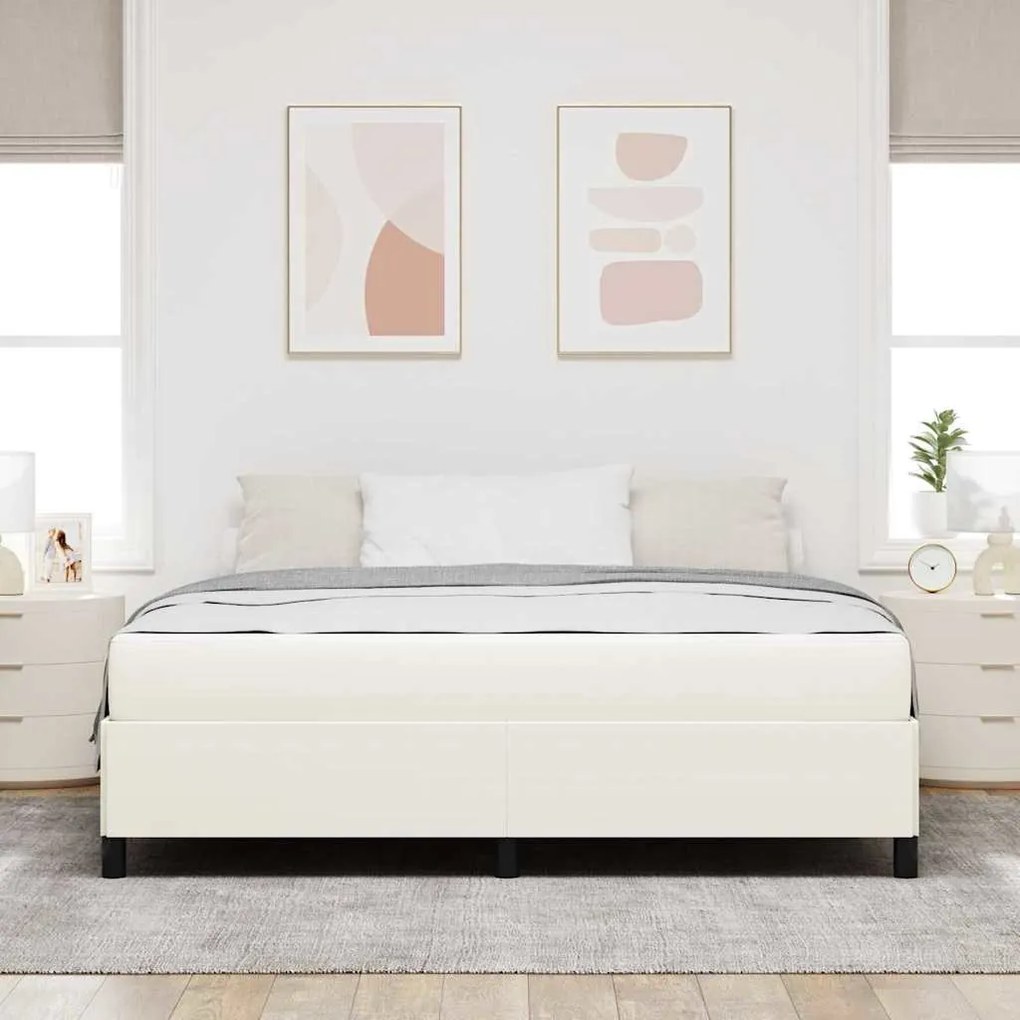 Rám postele s matrací Krémová 180 x 200 cm textil 3399137