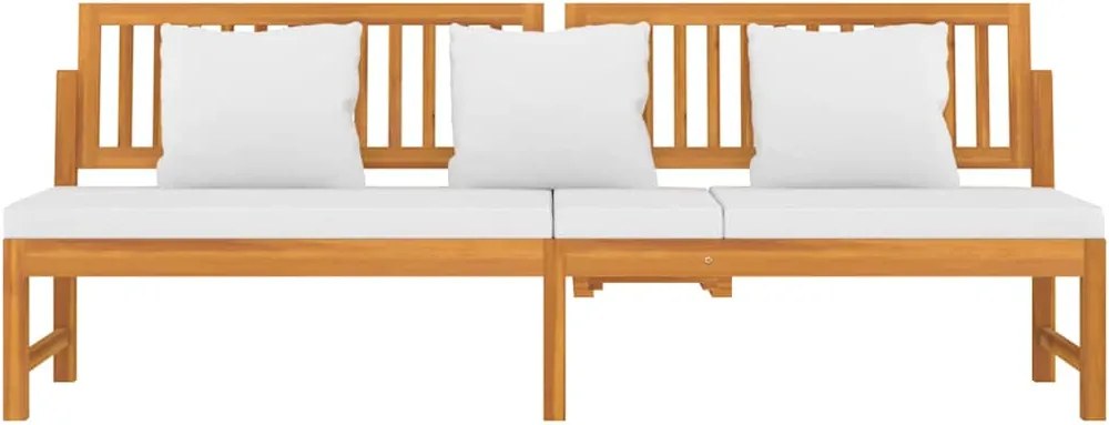 vidaxL Válenda s krémovou poduškou 200 x 60 x 75 cm masivní akácie 312144