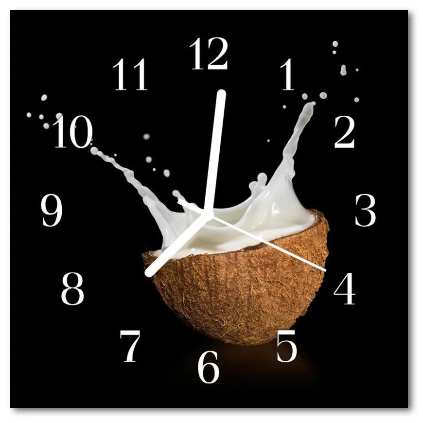 Nástenné skleněné hodiny Kokosový ořech 30x30 cm