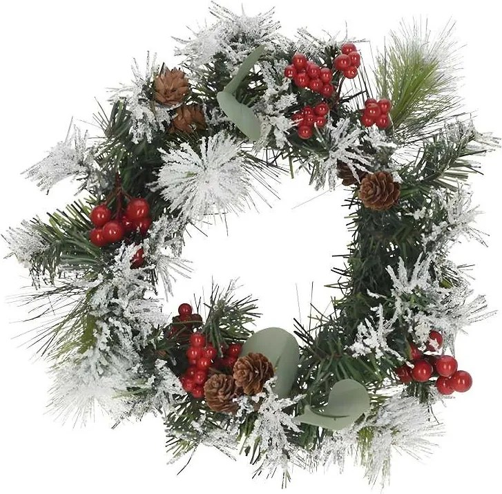 Vánoční věnec s vánočními bobulemi a námrazou 30 cm