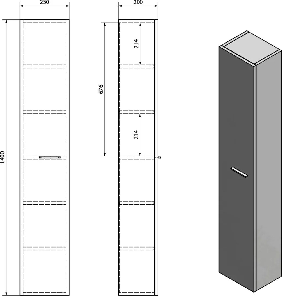 Aqualine ZOJA / KERAMIA FRESH 51125 vysoká skříňka 140 cm bílá