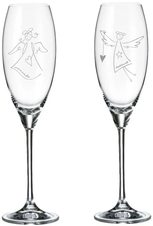 Dekorant Vánoční skleničky na šampaňské ANDÍLCI MAMINKA A TATÍNEK 2KS