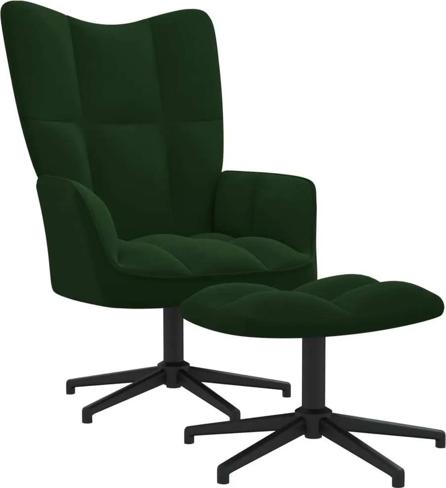 vidaXL Relaxační křeslo se stoličkou samet [328108] Barva: Tmavě šedá
