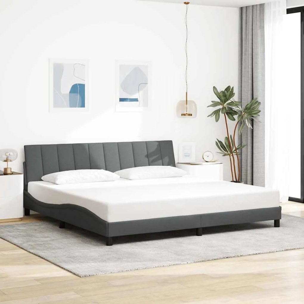 Rám postele bez matrace Hanko tmavě šedý 200 x 200 cm textil 3310413