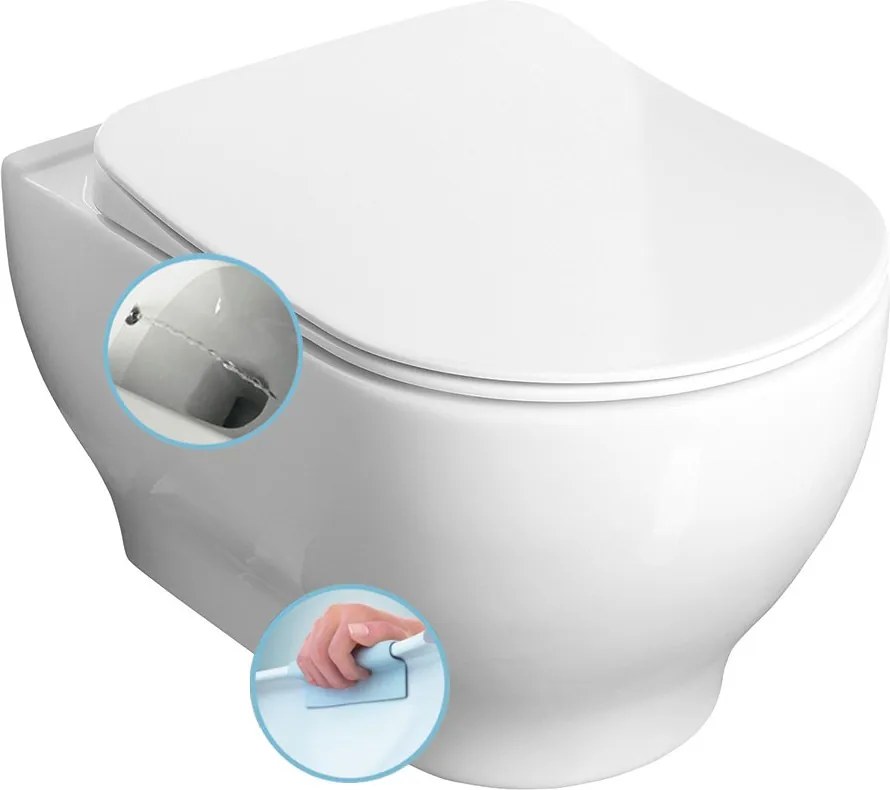 SAPHO - GARCIA WC mísa závěsná rimless s bidetovou sprškou, 36,5x52,5 cm 100512