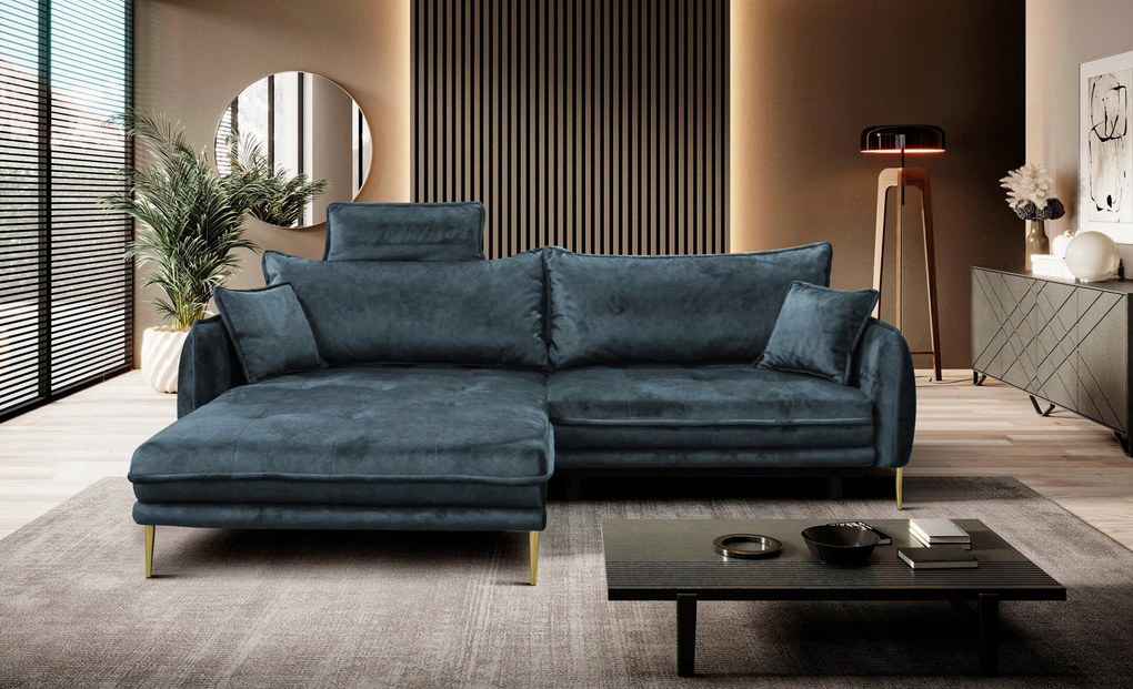 XXXLutz ROHOVÁ SEDAČKA, textil, modrá MID.YOU - Sedací soupravy - 001574006210