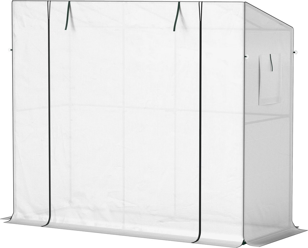 Skleník Outsunny s rolovacími dveřmi a 2 okny, zimní ocelový rám, studený rám pro balkon, zahradu, dům pro rajčata s UV ochranou 200x76x170cm pro zele