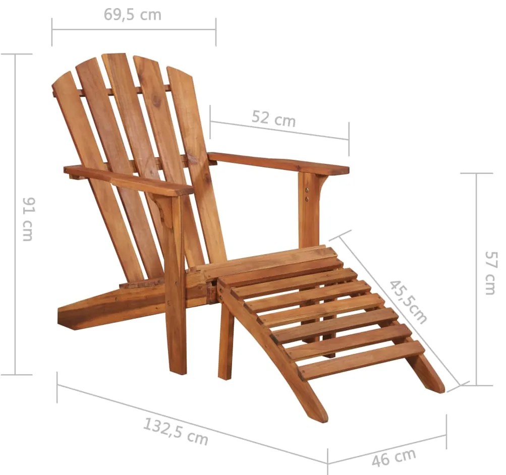 Zahradní židle Tamala s podnožkou - masivní akácie