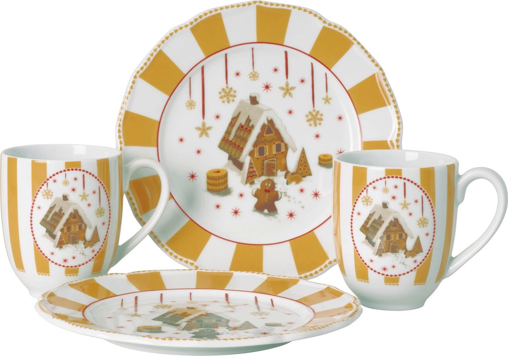 XXXLutz SNÍDAŇOVÁ SOUPRAVA Christmas Love Beige 4dílné Hutschenreuther - Kávové servisy - 003572032001