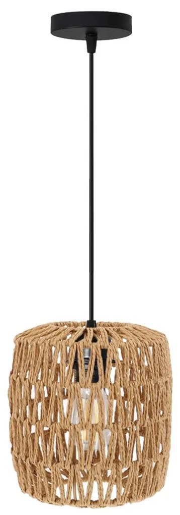 Závěsná lampa La Belle Boho V černá/hnědá