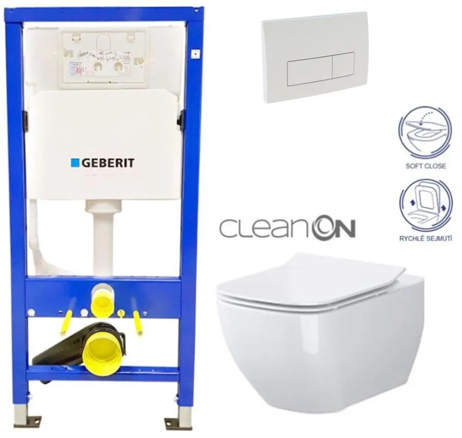 AKCE/SET/GEBERIT - SET Duofix Sada pro závěsné WC 458.103.00.1 + tlačítko DELTA51 BÍLÉ + WC CERSANIT CLEAN ON METROPOLITAN + SEDÁTKO 458.103.00.1 51BI ME1