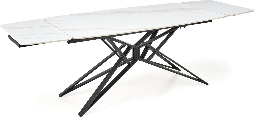 Rozkládací jídelní stůl Alfredo 160/240 cm bílý mramor/černý
