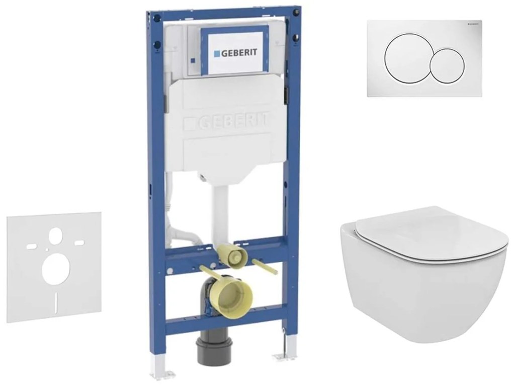 Geberit Duofix - Set předstěnové instalace, klozetu Tesi a sedátka softclose, tlačítko Sigma01, alpská bílá SANI11CD3132