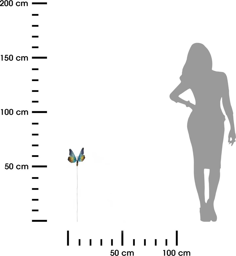 Zapichovací zahradní dekorace Butterfly, sada 3ks, 70 cm, kov, vícebarevná