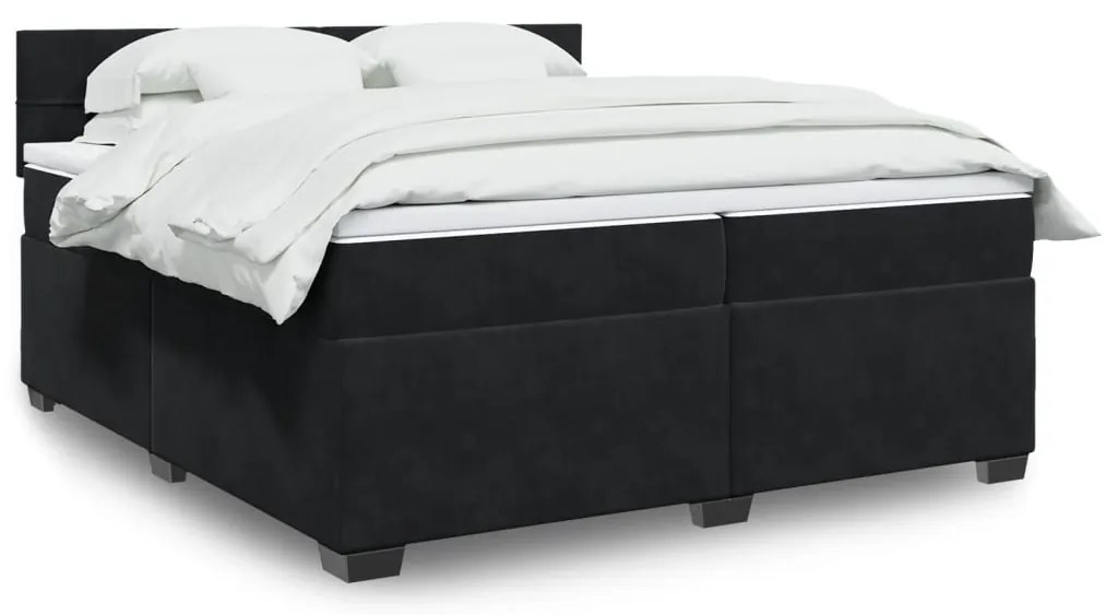 Box spring postel s matrací černá 200x200 cm samet 3288704