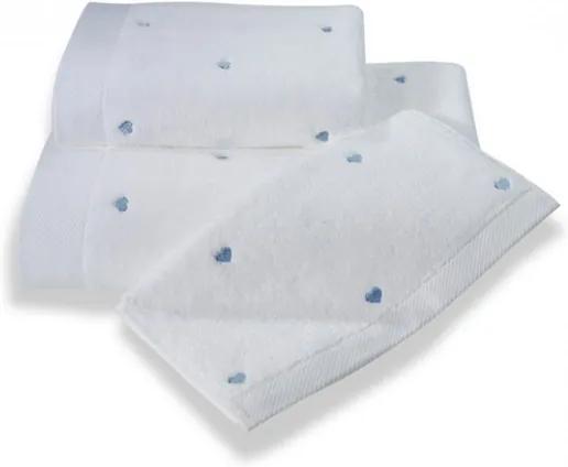 Soft Coton Ručník MICRO LOVE 50x100 cm Bílá / modré srdíčka