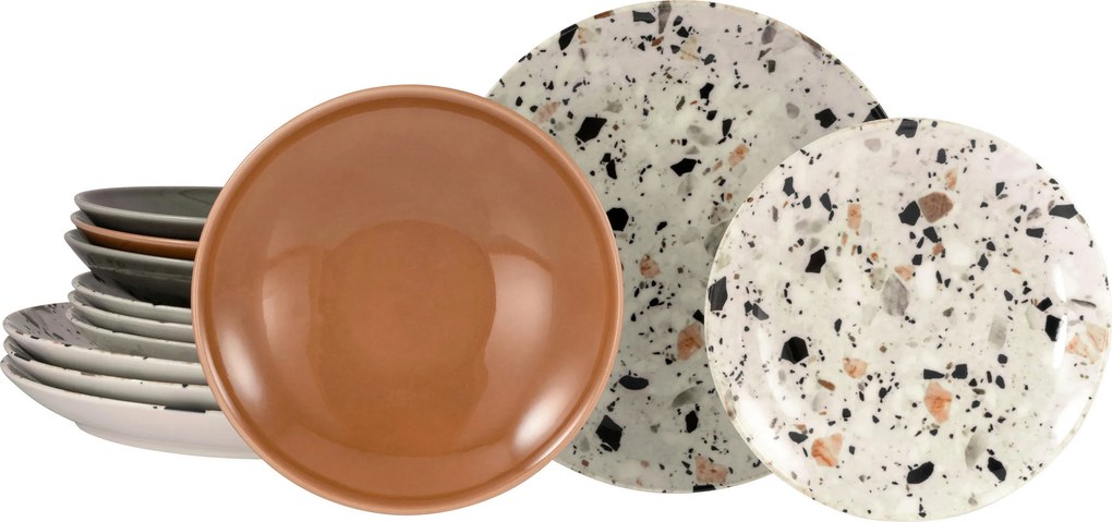 XXXLutz JÍDELNÍ SOUPRAVA Terrazzo Mix 12dílné Creatable - Online Only nádobí - 007768067402