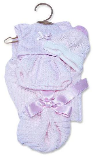 Llorens Obleček pro panenku miminko New Born velikosti 26 cm 3dílný růžový