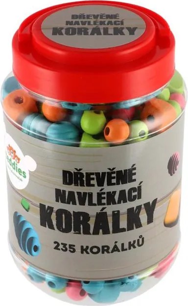 Korálky dřevěné barevné 235 ks